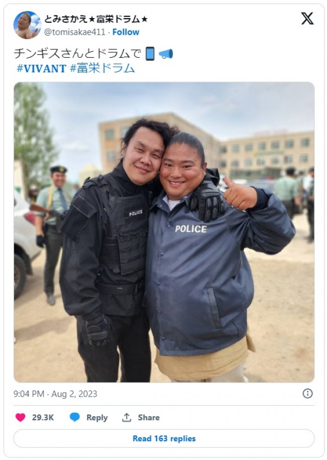 『VIVANT』チンギス＆ドラムの2ショットに歓喜「これは貴重」「ドラマではあり得ない」「いい笑顔」 | ニコニコニュース