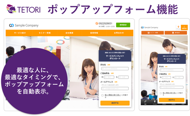 Web接客ツール「TETORI（テトリ）」、ユーザー行動に合わせてフォームを自動表示させる「ポップアップ | ニコニコニュース