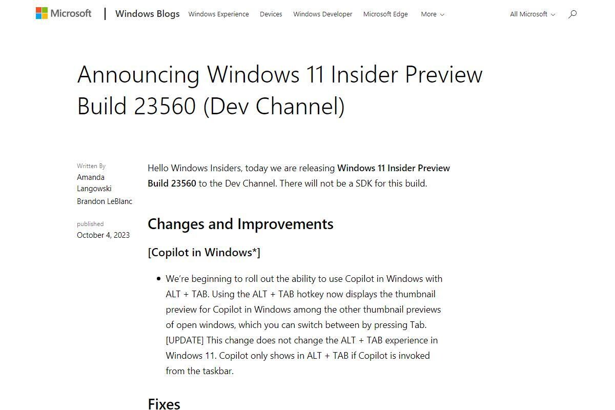 Windows 11開発版、「Alt」＋「Tab」とCopilotの体験を統合 | ニコニコニュース