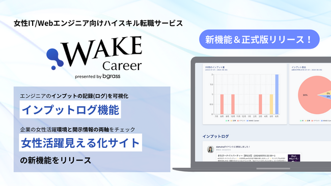 「WAKE Career」が新機能リリースと共に正式版をリリース！インプットログ機能、女性活躍見える化サイトを公開 | ニコニコニュース
