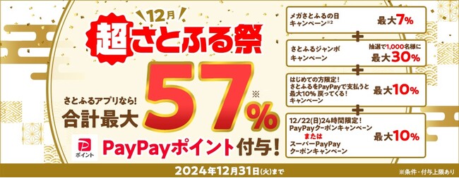 さとふる、12月に最大57％のPayPayポイントがもらえるキャンペーン「超さとふる祭」を開催 | ニコニコニュース