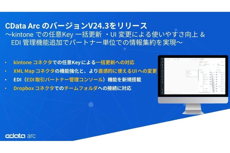 B2B連携ツール「CData Arc」新版、kintone・XML Mapコネクタ強化でデータ連携フローを効率化 | ニコニコニュース
