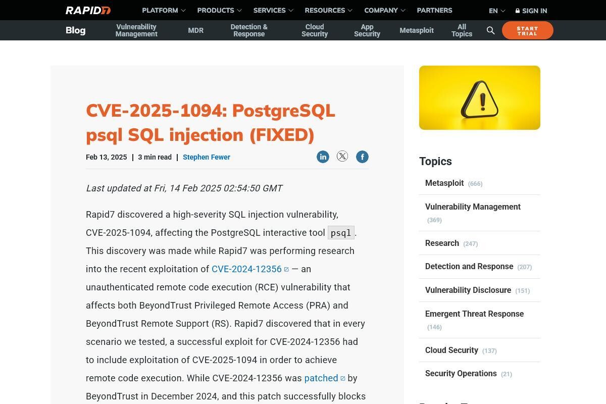 PostgreSQLにゼロデイ脆弱性、悪用確認済み - アップデートを | ニコニコニュース