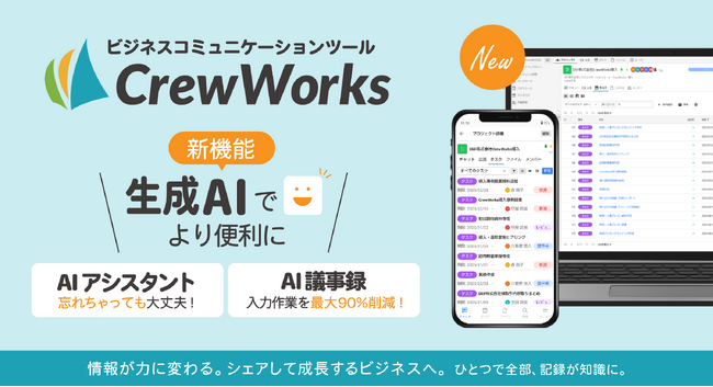 ビジネスコミュニケーションツール【CrewWorks】が「AIアシスタント」「AI議事録」を提供開始 | ニコニコニュース